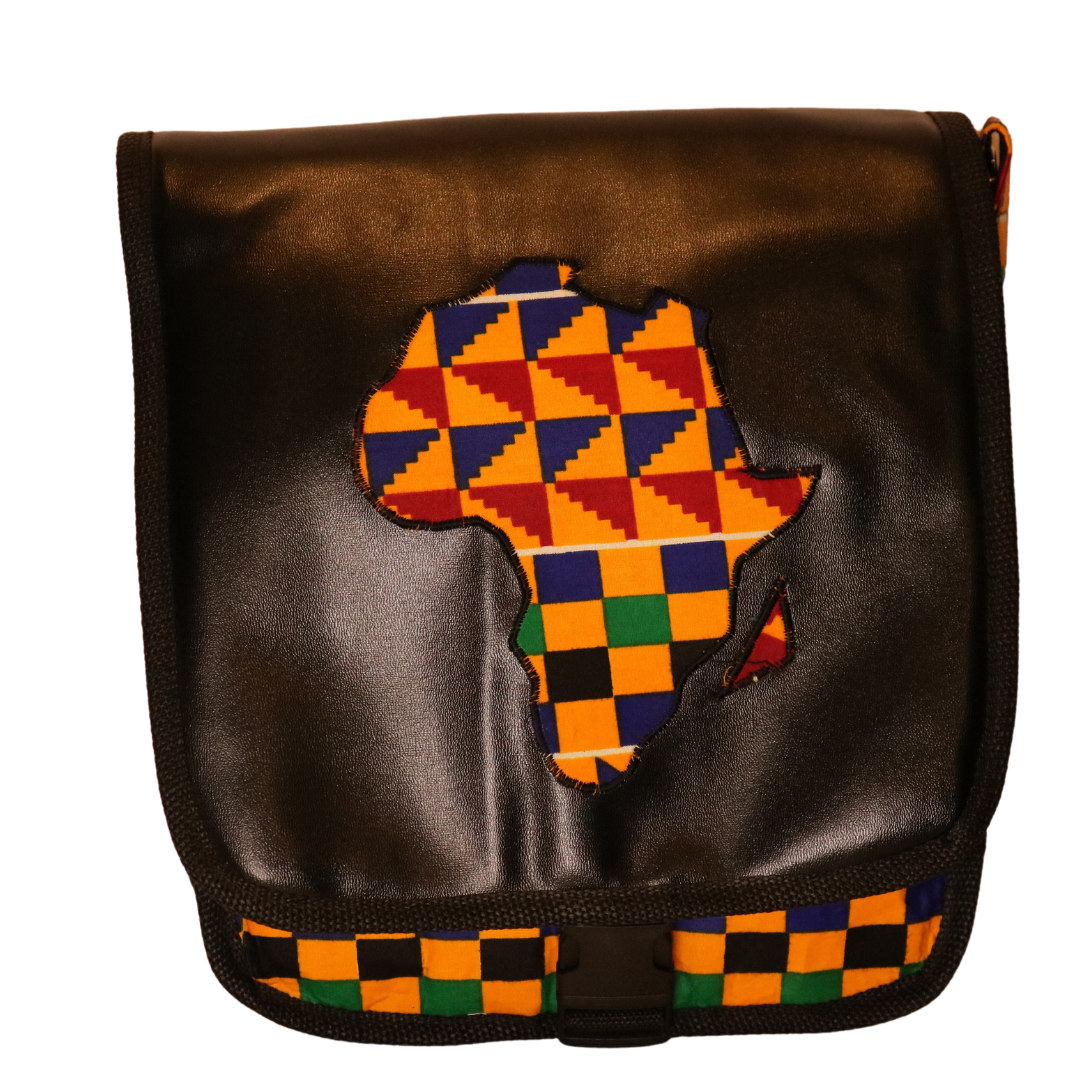 African Print Afrocentric Faux Leather Satchel Bag Africa Map Black African Print Afrocentric Faux Leather Satchel Bag Africa Map Black